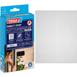 Fliegengitter-Gewebe Tesa "Klett Fliegengitter Premium f&uuml;r Fenster, Insektenschutz mit Klettband", schwarz (rahmen: schwarz gewebe: schwarz), B:100cm H:100cm, Insektenschutzgitter, selbstklebende Insektenschutz - 100 cm x 100 cm