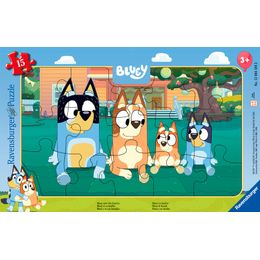 Rahmenpuzzle Ravensburger "Bluey und ihre Familie", bunt, Puzzles, KinderB:25cm H:14,5cm, Pappe, Motiv, Made in Europe, B:25cm H:14,5cm