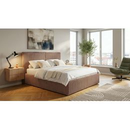 Polsterbett OTTO HOME "AVVRA in der Gr&ouml;&szlig;e 180x200 cm, mit flauschigen Breitcord bezogen", hellbraun, B:201cm H:118cm L:220cm, Betten, Polsterbett, wahlweise mit Lattenrost und King-Matratze (28cm)