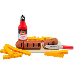 Spiellebensmittel Tanner "Bratwurst zum Schneiden mit Pommes und Werder Ketchup", bunt, Kaufladensortimente, Kinder, Holz, aus Holz, FSC - sch&uuml;tzt Wald