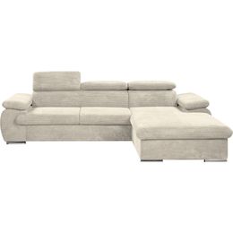 Ecksofa WERK2 "Cosmo modern und bequem, Breite 282cm, L-Form", natur, B:282cm H:99cm T:192cm, 90% Polyester, 10% Nylon, Sofas, Ecksofa, Eckcouch mit Schlaffunktion, Bettkasten & verstellbaren Kopfteilen