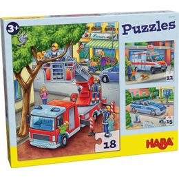 Puzzle Haba "Polizei, Feuerwehr & Co.", bunt, Puzzles, Kinder, Pappe, Made in Europe