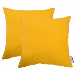 Dekokissen Tom Tailor HOME "Dove" Gr. 3, gelb (sonne, unifarben), B:58cm L:58cm, Baumwolle, Dekokissen_Sitzkissen_Kissenh&uuml;llen, unifarben, Kissenh&uuml;llen ohne F&uuml;llung, 2er Pack