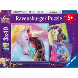 Puzzle Ravensburger "Unicorn Academy, Magie und Freundschaft", bunt, Puzzles, KinderB:21cm H:21cm, Pappe, 3x49 Teile; Made in Europe, B:21cm H:21cm