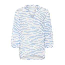 Langarmbluse Kaffe "Bluse langarm KAedita", Damen, Gr. 36, blau (soft chambray, chalk graphic), Obermaterial: 100% Viskose LENZING ECOVERO CV LenzEcov., Blusen