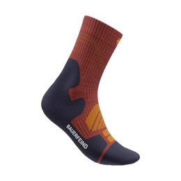 Sportsocken Bauerfeind "OUTDOOR MERINO MID CUT SOCKS", Herren, Gr. 46-49, braun (granat), Obermaterial: 57% Polyamid, 35% Wolle, 8% Elasthan, Socken Sportsocken, f&uuml;r Wanderungen, mit Unterst&uuml;tzung im Sprunggelenk, mit Komfortzonen