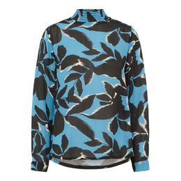 Langarmbluse Kaffe "Bluse langarm KAamber", Damen, Gr. 42, blau (windward blau, schwarz flower), Obermaterial: 100% Viskose LENZING ECOVERO CV LenzEcov., Blusen