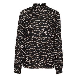 Langarmbluse Kaffe "Bluse langarm KAluna", Damen, Gr. 34, schwarz (schwarz, beige abstract print), Obermaterial: 100% Viskose LENZING ECOVERO CV LenzEcov., Blusen