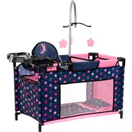 Puppenbett BAYER "Multibett", blau (fee blau, rosa), Puppenm&ouml;bel, KinderB:32cm H:72cm T:68cm, Kunststoff, Metall, Stoff, mit integriertem Hochstuhl, Wickelablage und Mobile, B:32cm H:72cm T:68cm