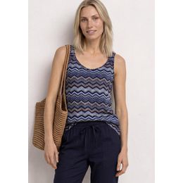 Shirttop Street One, Damen, Gr. 36, frozen wave, Jersey, Obermaterial: 95% Viskose, 5% Elasthan, gemustert, normal h&uuml;ftbedeckend, V-Ausschnitt, Tops Shirttop, Sommertop mit grafischem Muster