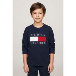 Sweatshirt Tommy Hilfiger, M&auml;dchen, Gr. 16 (176), schwarz night navy, Sweatware, Obermaterial: 100% Baumwolle, unifarben, regular fit normal, Rundhals, eingesetzt B&uuml;ndchen, Sweatshirts Sweatshirt, Kinder bis 16 Jahre, mit Rundhalsausschnitt