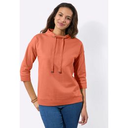 Sweatshirt Casual Looks, Damen, Gr. 42, orange (papaya), 100% Baumwolle, unifarben, Sweatshirts Sweatshirt