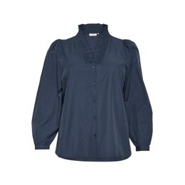 Langarmbluse Kaffe "Bluse langarm KAmaia", Damen, Gr. 34, blau (midnight marine), Obermaterial: 80% Polyester PES. 20% Baumwolle CO., Blusen