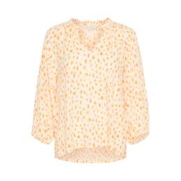 Langarmbluse Kaffe "Bluse langarm KAsigrid", Damen, Gr. 34, wei&szlig; (wei&szlig;, orange graphic dots), Obermaterial: 100% Viskose LENZING ECOVERO CV LenzEcov., Blusen