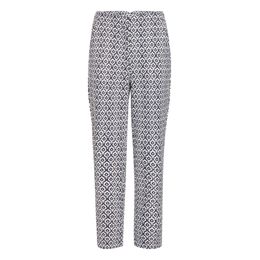 Stoffhose Ichi "Casual Hose IHKATE", Damen, Gr. XS, N-Gr, schwarz (total eclipse ikat tile aop), Obermaterial: 74% Polyester Pol. recyc.. 22% Viskose CV. 4% Elasthan EL., Hosen Stoffhose