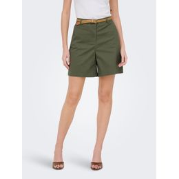 Jacqueline de Yong Chinoshorts JDY "JDYCHICAGO MW BERMUDA SHORTS WVN NOOS", Damen, Gr. L (40), N-Gr, kalamata, Web, Obermaterial: 98% Baumwolle, 2% Elasthan, unifarben, kniefrei, Hosen Chinoshorts, Topseller