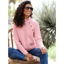 Strickpullover Heine "Pullover", Damen, Gr. 38, rosa (rosenquarz), 50% Viskose, 28% Polyester, 22% Polyamid, unifarben, Pullover Strickpullover