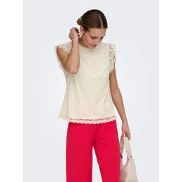Jacqueline de Yong Spitzenshirt JDY "JDYLOTAS S/L LACE TOP JRS", Damen, Gr. XS, cloud dancer, Jersey, Obermaterial: 95% Polyamid, 5% Elasthan, unifarben, normal, hoch geschlossener Ausschnitt, Shirts