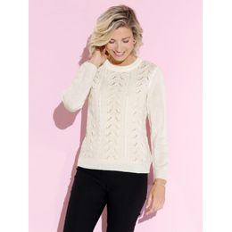 Rundhalspullover Classic Basics "Rundhals-Pullover", Damen, Gr. 54, wei&szlig; (ecru), 100% Polyacryl, unifarben, Pullover Rundhalspullover