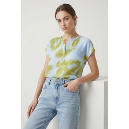 Kurzarmbluse soyaconcept "SC-CATE 1", Damen, Gr. S, windsurfer combi, Web, Obermaterial: 85% Viskose, 15% Nylon, gemustert, normal, V-Ausschnitt, Blusen, aus Viskosemischung, normale Passform, mit V-Ausschnitt