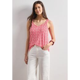 Shirttop Street One, Damen, Gr. 46, salsa rot, Jersey, Obermaterial: 95% Viskose, 5% Elasthan, gemustert, normal h&uuml;ftbedeckend, V-Ausschnitt, Tops Shirttop, Sommertop mit grafischem Muster