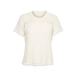 Kurzarmbluse Cream "Bluse kurzarm CRKit", Damen, Gr. L, wei&szlig; (snow wei&szlig;), Obermaterial: 60% Nylon NY. 40% Baumwolle CO., Blusen