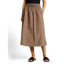 Webrock Tom Tailor, Damen, Gr. 42, taupe grau, Web, Obermaterial: 70% Lyocell, 30% Baumwolle, unifarben, bequem 3/4-L&auml;nge, R&ouml;cke, mit Gummizug und Bindeband
