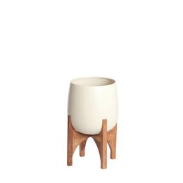 Light & Living Light & Living Pflanzentopf Karuna, Creme, Buche, Holz, Metall, Mangoholz, rund, 50 cm, Dekoration, Blumen & Zubeh&ouml;r, &Uuml;bert&ouml;pfe
