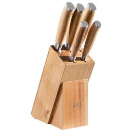 Homeware Profession. Messerblock Toronto, Akazie, Holz, Metall, 6-teilig, Akazie, massiv, Lfgb, Kochen, K&uuml;chenmesser, Messersets
