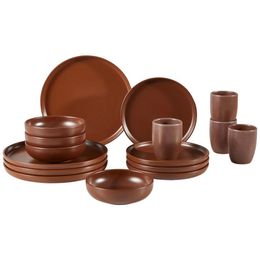 Creatable Kombiservice, Braun, Keramik, 16-teilig, 370 ml,300 ml, Essen & Trinken, Geschirr, Geschirr-Sets, Kombiservice