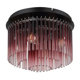 Globo Deckenleuchte Gorley, Klar, Rot, Schwarz, Chrom, Brombeere, Metall, Glas, 23 cm, CE, Lampen & Leuchten, Innenbeleuchtung, Leuchten nach R&auml;umen, Schlafzimmerlampen