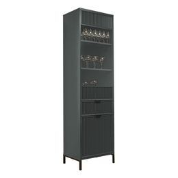 GLASVITRINE klein mit 1 Schublade und 2 T&uuml;ren, Gr&uuml;n