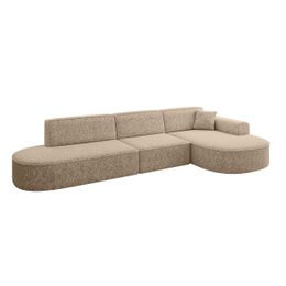 ECKSOFA Ottomane Rechts MARI-L2 - 328x171x79 cm Braun Tissu