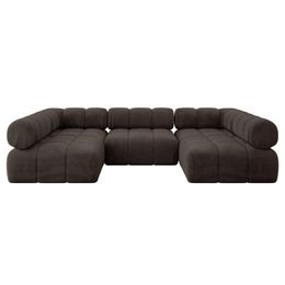 WOHNLANDSCHAFT modulares Sofa Garvo-U1 - 285x190x70 cm Braun Velours