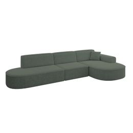 ECKSOFA Ottomane Rechts MARI-L2 - 328x171x79 cm Gr&uuml;n Tissu