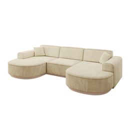WOHNLANDSCHAFT MARI-U1-v1 - 303x171x83 cm Beige Velours