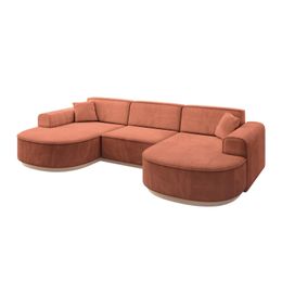 WOHNLANDSCHAFT MARI-U1-v1 - 303x171x83 cm Koralle Velours