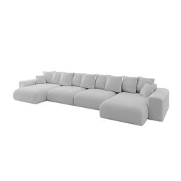 WOHNLANDSCHAFT mit Schlaffunktion ESKAR-U2-464x176x72cm Hellgrau