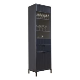 GLASVITRINE klein mit 1 Schublade und 2 T&uuml;ren, Blau