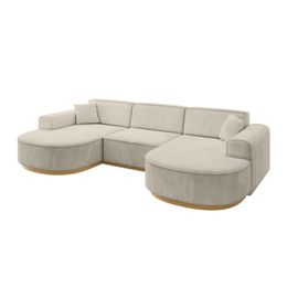 WOHNLANDSCHAFT MARI-U1-v2 - 303x171x83 cm Ecru Velours
