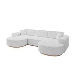 WOHNLANDSCHAFT MARI-U1-v1 - 303x171x83 cm Wei&szlig; Boucl&eacute;