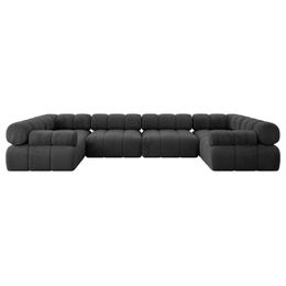 WOHNLANDSCHAFT modulares Sofa Birno-U2 - 380x190x70 cm Schwarz Velours