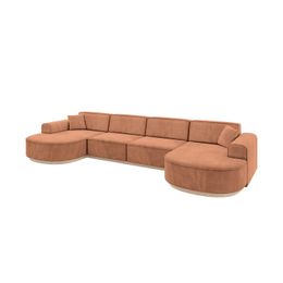 WOHNLANDSCHAFT MARI-U2-v1 - 388x171x83 cm Orange Velours