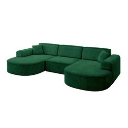 WOHNLANDSCHAFT MARI-U1 - 303x171x79 cm Dunkelgr&uuml;n Velours