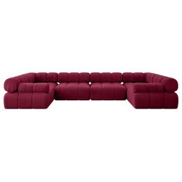 WOHNLANDSCHAFT modulares Sofa Birno-U2 - 380x190x70 cm Bordeauxrot Velours