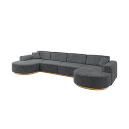 WOHNLANDSCHAFT MARI-U2-v2 - 388x171x83 cm Dunkelgrau Cord