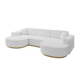 WOHNLANDSCHAFT MARI-U1-v2 - 303x171x83 cm Wei&szlig; Boucl&eacute;