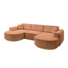 WOHNLANDSCHAFT MARI-U1-v2 - 303x171x83 cm Orange Velours