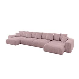 WOHNLANDSCHAFT mit Schlaffunktion ESKAR-U2-464x176x72cm Rosa