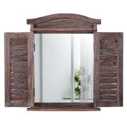 MCW WANDSPIEGEL MIT FENSTERL&Auml;DEN Dunkelbraun